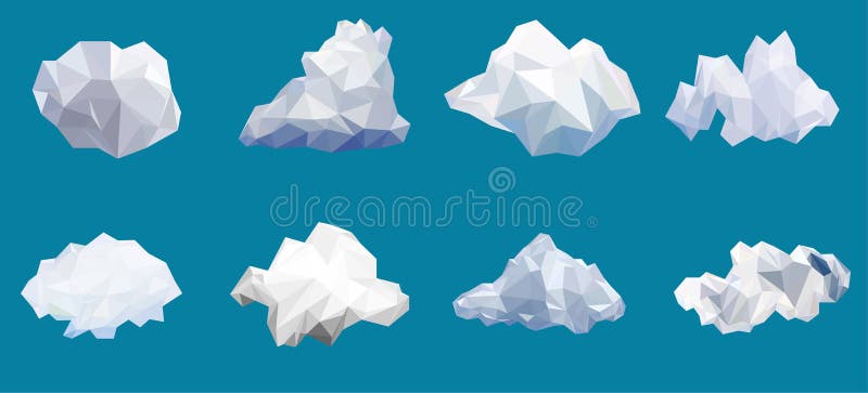 Cloud Low Poly Icon Set Vector Stock Vector - Illustration of crystal ...