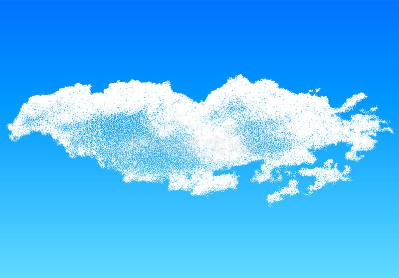 Cloud Made of Scattered Dots in the Blue Sky, Realistic Dotwork Illustration Stock Vector ...