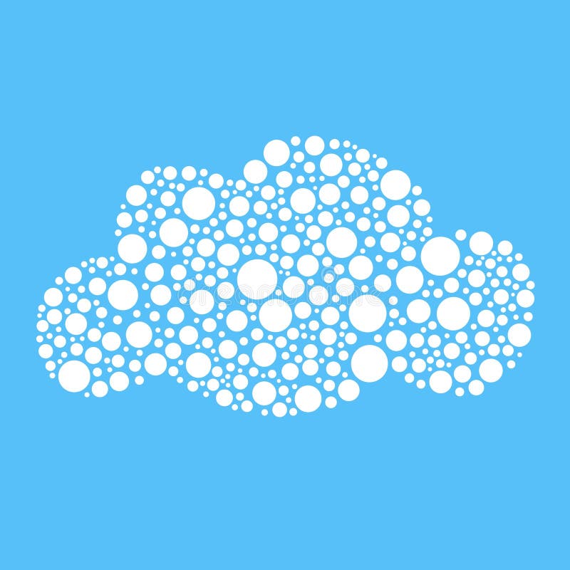 Cloud Made of Small Circles on Blue Background Stock Illustration ...