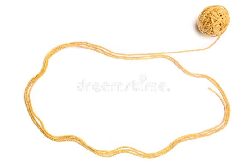 Cloud Made of Yellow Thread and Thread Ball Isolated on White ...