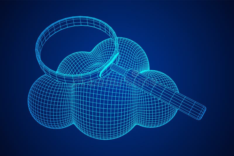 Cloud with Magnifying Glass Stock Vector - Illustration of mesh, focus ...