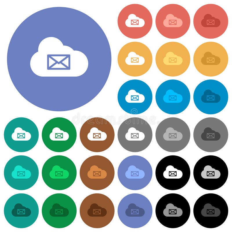 Cloud Mail System Round Flat Multi Colored Icons Stock Vector ...