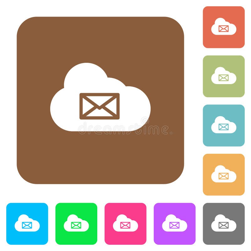 Cloud Mail System Rounded Square Flat Icons Stock Vector - Illustration ...