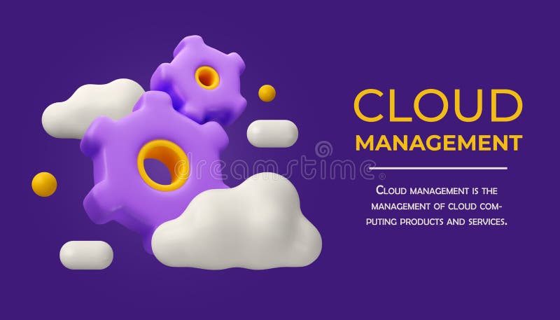 Cloud management 3d banner stock illustration. Illustration of setting ...