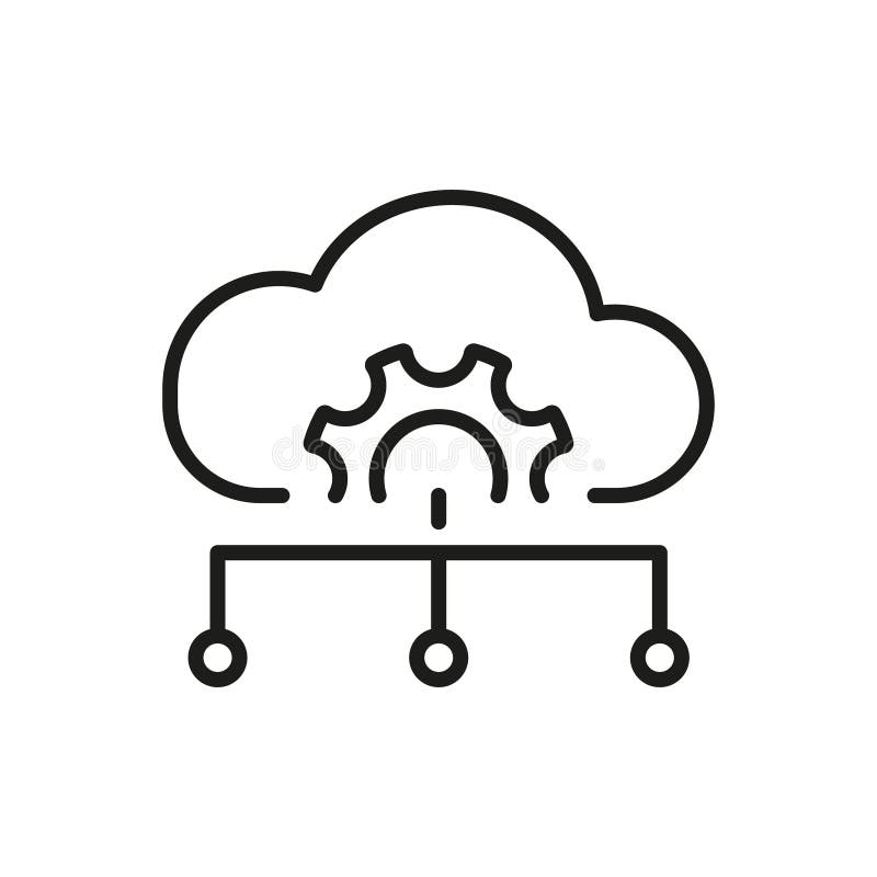 Cloud Management and Server Setting Line Icon. Digital Cloud with Gear Configuration Concept ...