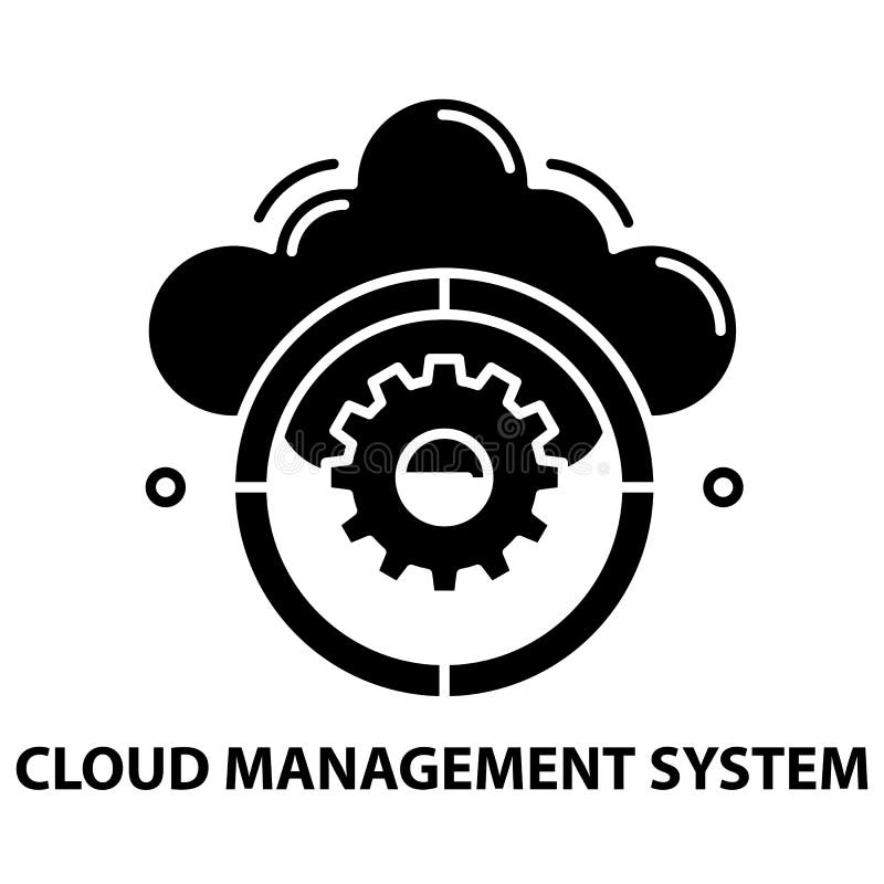 Cloud Management System Icon, Black Vector Sign with Editable Strokes ...