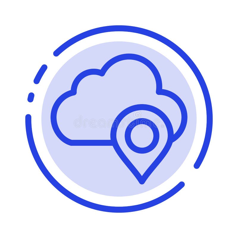 Cloud, Map, Pin, Marker Blue Dotted Line Line Icon Stock Vector ...