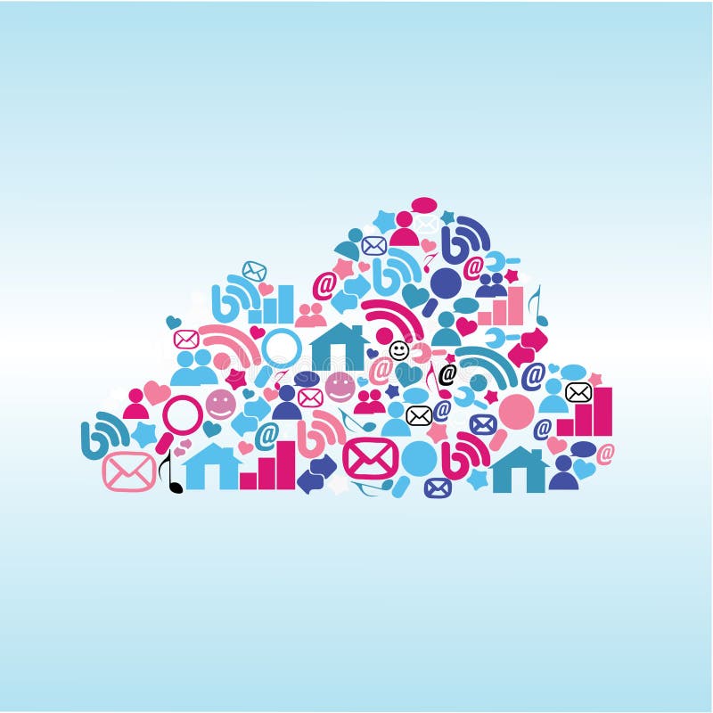 Cloud Computing Social Media Network Stock Vector - Illustration of ...