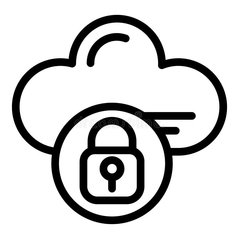 Cloud Memory Lock Icon, Outline Style Stock Vector - Illustration of ...