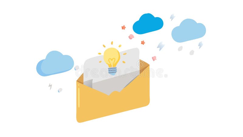 Cloud Message with Lightbulb Idea Delivery, Vector Design Generative AI ...