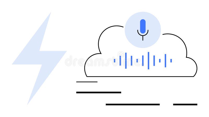 Voice Recognition and Cloud Computing Represented with Lightning Bolt ...