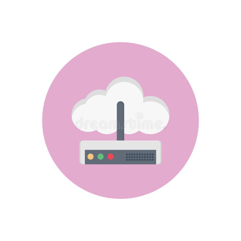 Cloud Modem Vector Flat Colour Icon Stock Vector - Illustration of ...