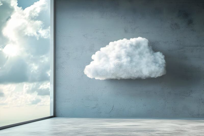 Cloud in Modern Room, Bright Sky View, Data Storage Concept Stock ...