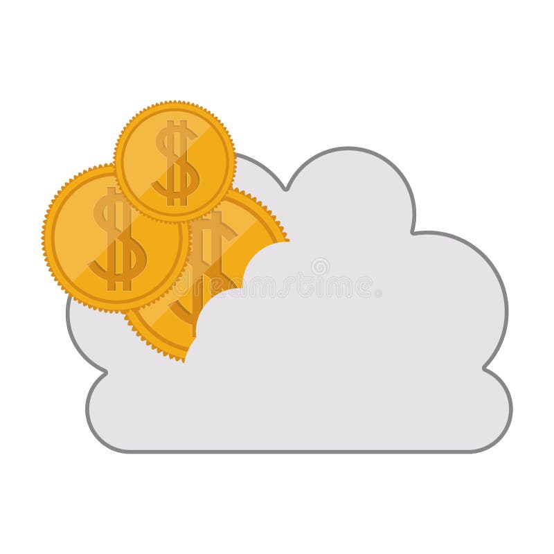 Cloud with Money Coins Icon Stock Vector - Illustration of cutout ...