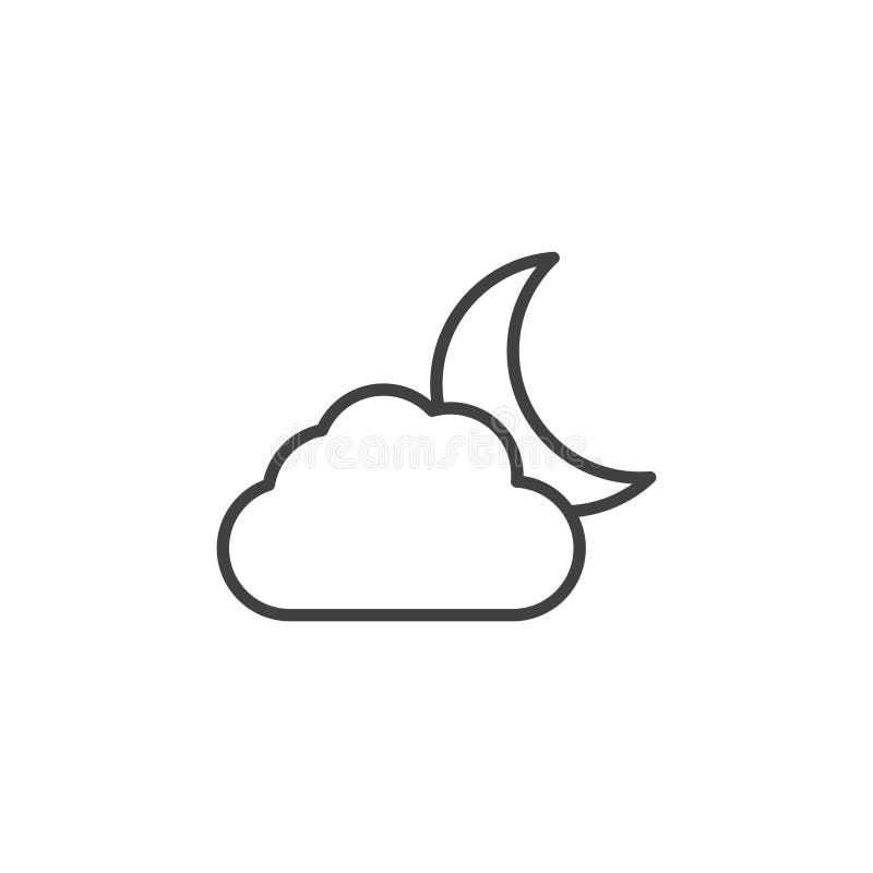 Cloud Moon Icon Set. Night Time Vector Symbol. Nighttime Dream Icon in ...