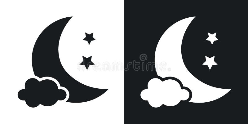 Cloud Moon Icon Set. Night Time Vector Symbol. Nighttime Dream Icon in ...