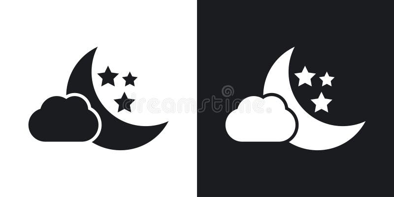 Cloud Moon Icon Set. Night Time Vector Symbol. Nighttime Dream Icon in ...