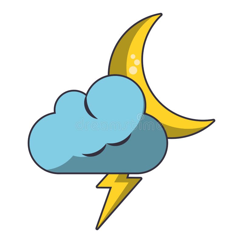 Cloud with moon and ray stock vector. Illustration of climate - 148461433