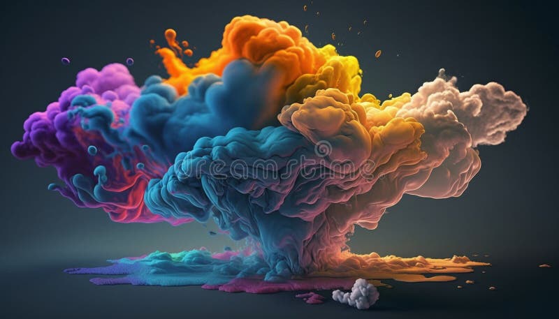 A Cloud of Multi-colored Paints, Generative Ai Stock Illustration ...
