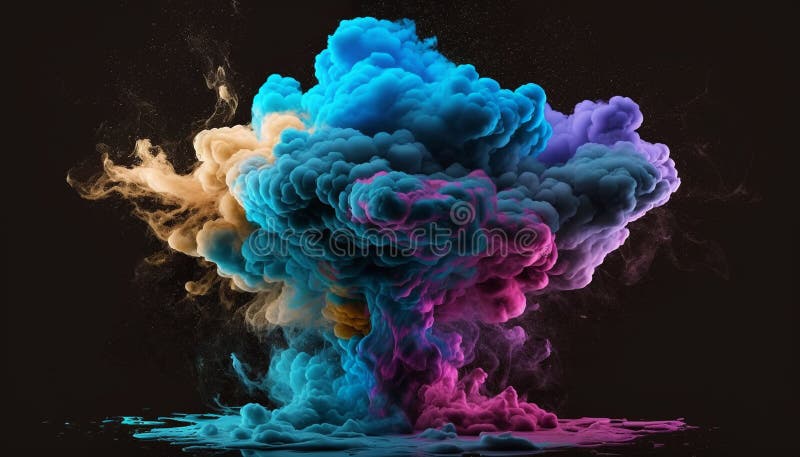 A Cloud of Multi-colored Paints, Generative Ai Stock Illustration ...