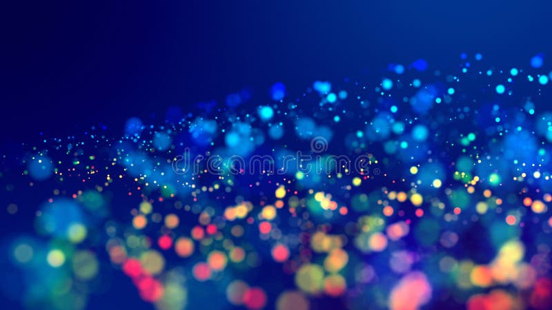 Cloud of Multicolored Particles Fly in Air Slowly or Float in Liquid ...