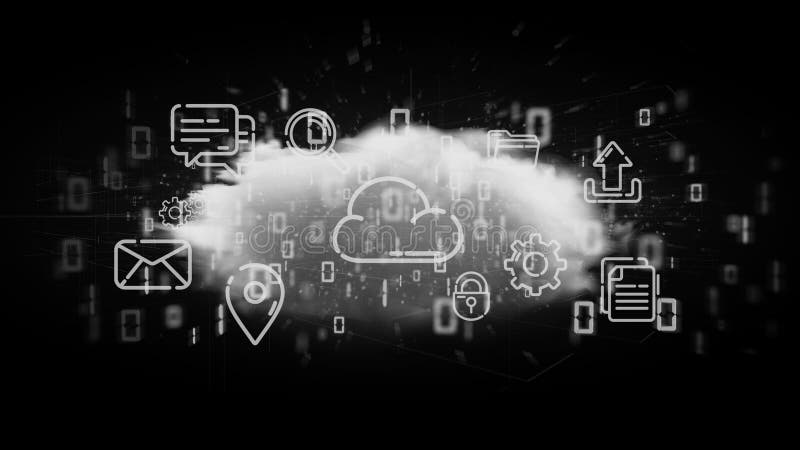 Cloud of Multimedia Icon 3d Rendering Stock Illustration - Illustration ...