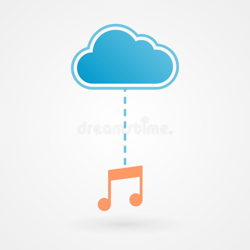 Cloud and Musical Note. Concept of Music, Song. Vector Illustration ...