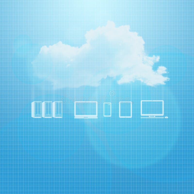 Cloud Computing Keyboard on Blue Sky Background Stock Vector ...
