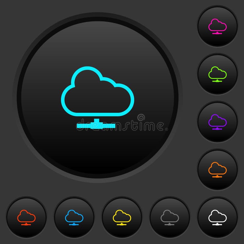Cloud Network Dark Push Buttons with Color Icons Stock Illustration ...