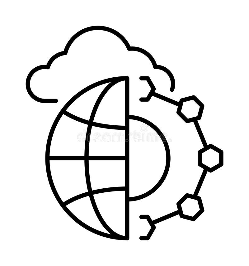 Cloud, Network, Data Vector Icon on Transparent Background. Outline ...