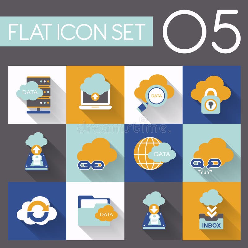 Cloud network icon set stock vector. Illustration of download - 37703760