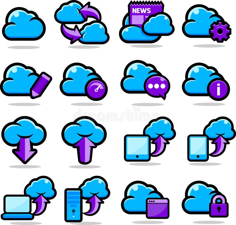 Cloud Network icons set stock vector. Illustration of data - 24516897