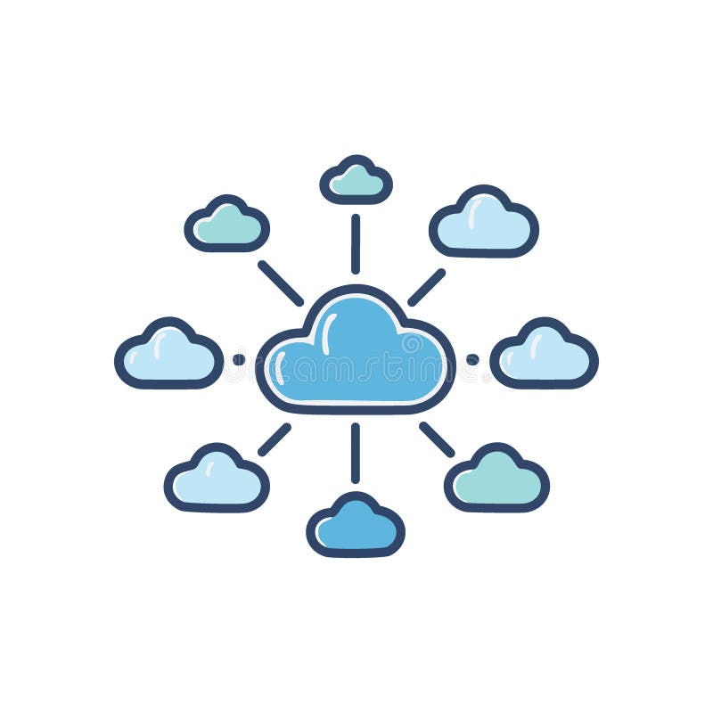 Cloud Network Illustration. Illustration of a Central Cloud Connected ...
