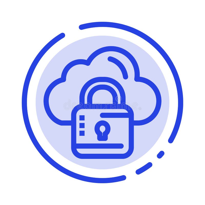 Cloud, Network, Lock, Locked Blue Dotted Line Line Icon Stock Vector ...