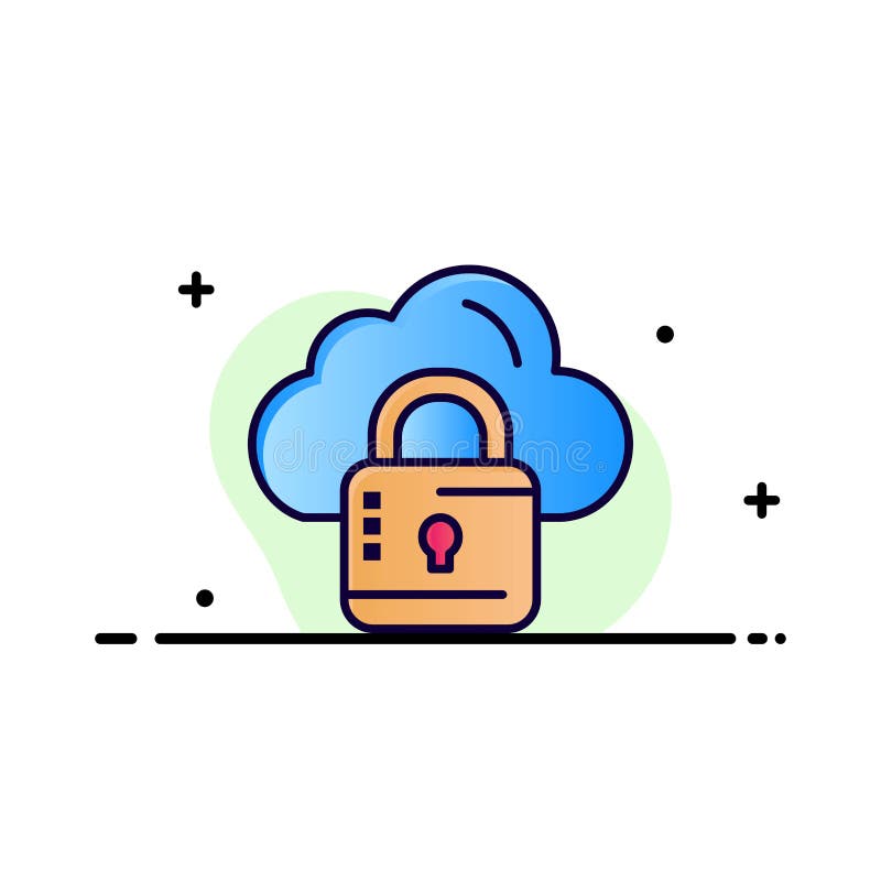 Cloud, Network, Lock, Locked Business Logo Template. Flat Color Stock ...