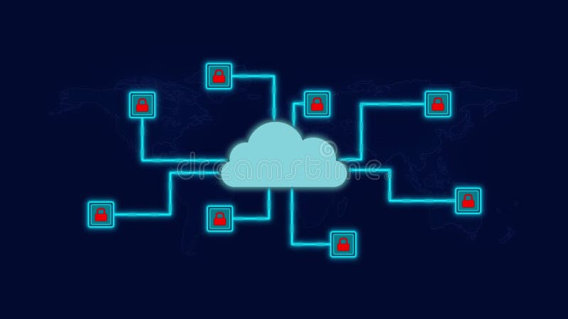 Cloud Network with Red Padlocks Symbolizing Restricted Access Stock ...