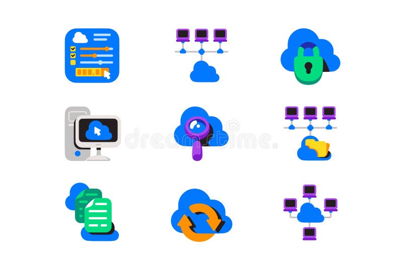 Network Hosting and Servers Line Icons Stock Vector - Illustration of ...
