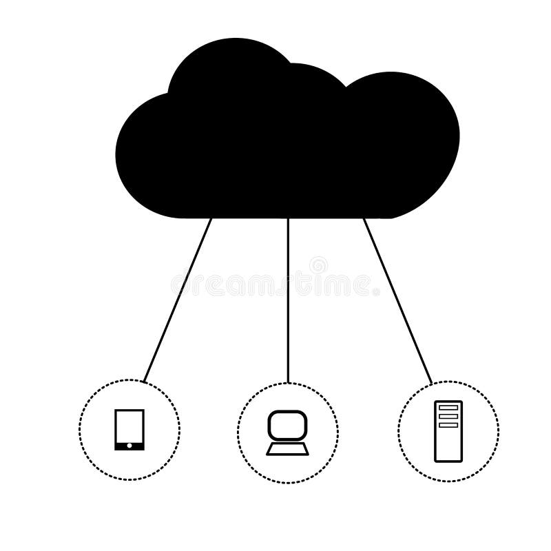 Cloud Network on White Background. Cloud Network Icon Stock Vector ...