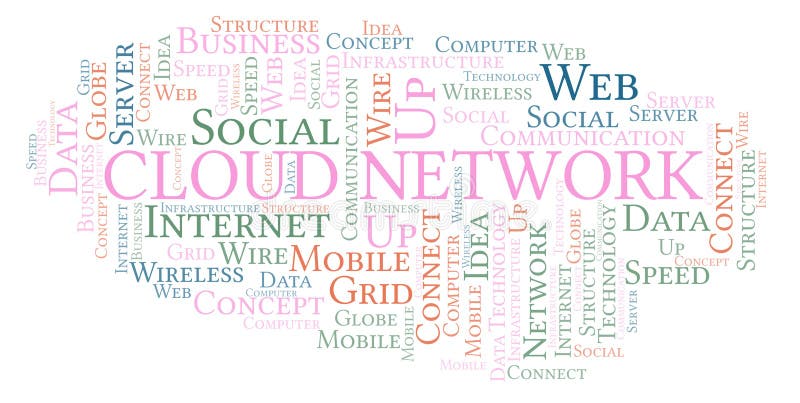 Cloud Network word cloud. stock illustration. Illustration of connect ...