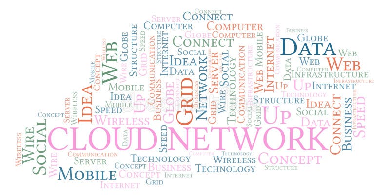 Cloud Network word cloud stock illustration. Illustration of wireless ...