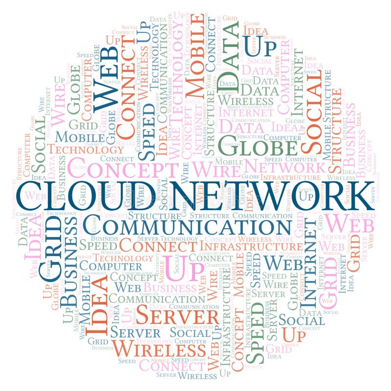 Cloud Network word cloud. stock illustration. Illustration of connect ...