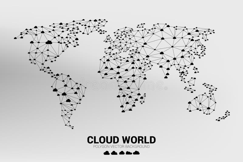 World Map Wireframe Dot Connect Line from Particle: Concept of World ...