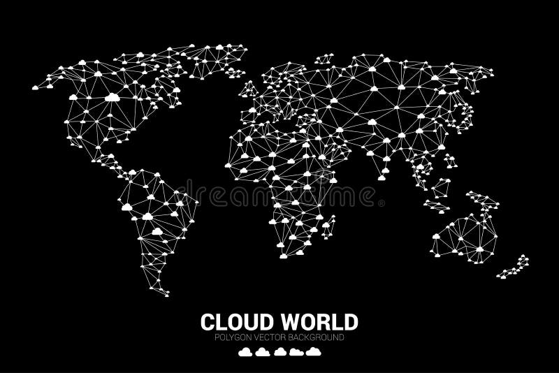 World Map Wireframe Dot Connect Line from Particle: Concept of World ...