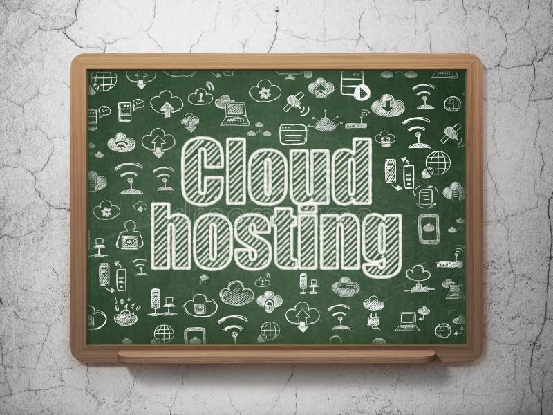 Cloud Networking Concept: Cloud Hosting on School Board Background ...