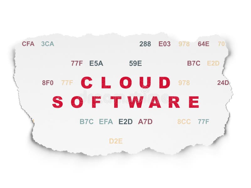 Cloud Networking Concept: Cloud Software on Torn Stock Illustration - Illustration of digital ...