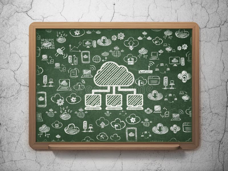 Cloud Networking Concept: Cloud Network on School Board Background ...
