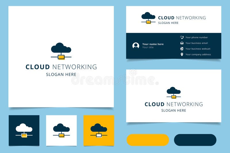 Cloud Networking Logo Design with Editable Slogan. Branding Book and ...