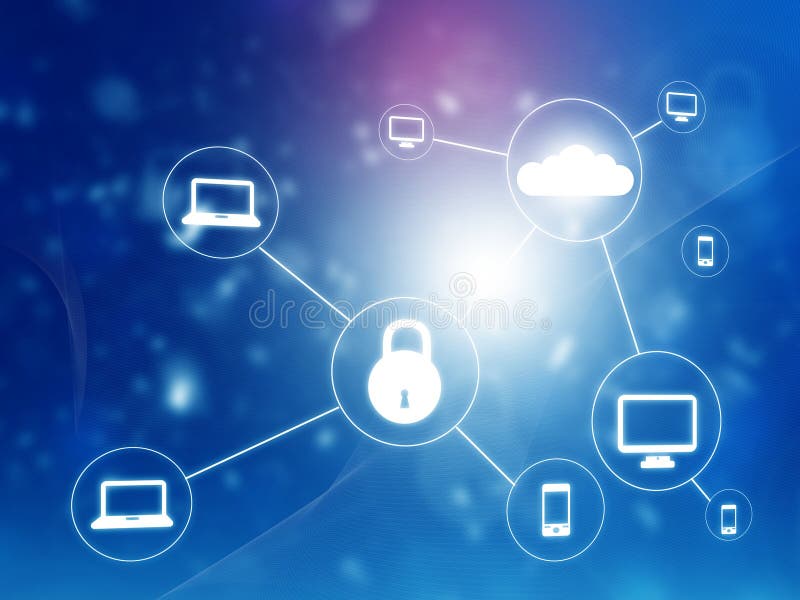 Cloud Networking Security Concept Stock Photo - Image of graphic, line ...