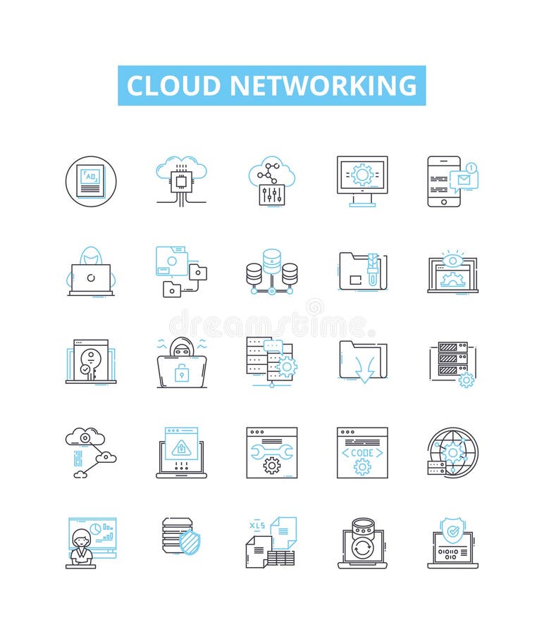 Cloud Networking Vector Line Icons Set. Cloud, Networking ... Cloud Networking Vector Line Icons Set. Cloud, Networking ...