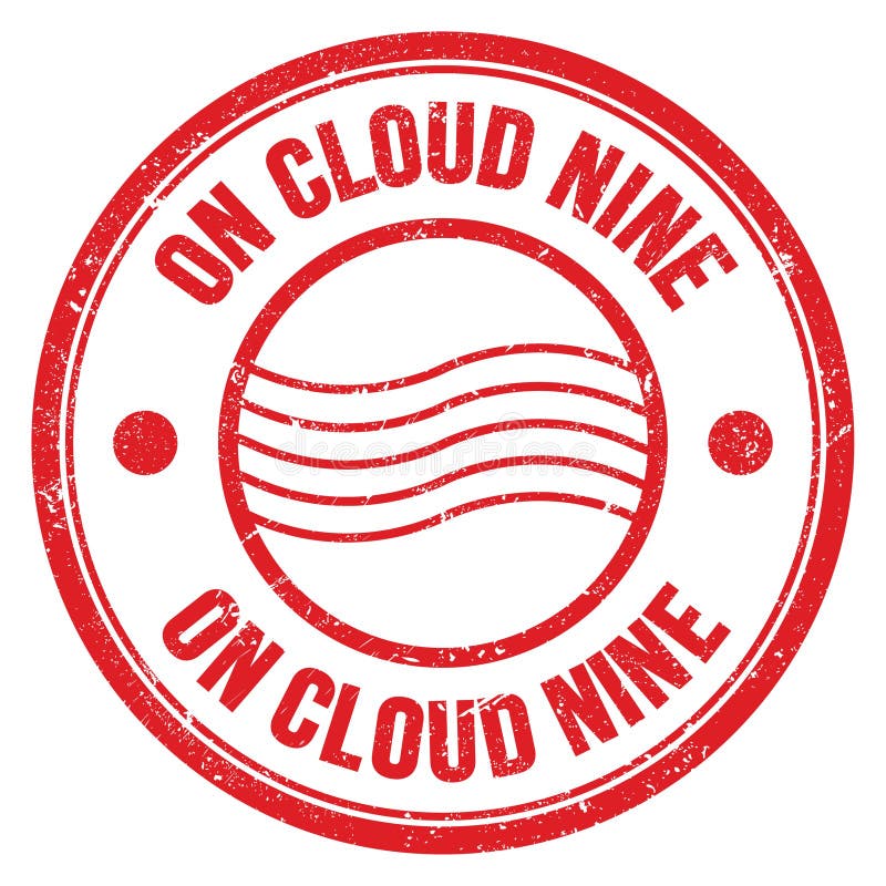 On CLOUD NINE Text Written on Red Round Postal Stamp Sign Stock ...